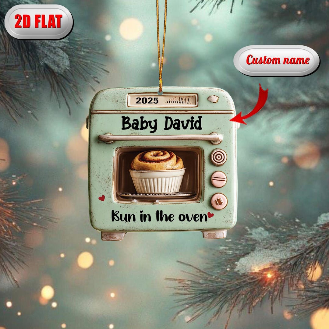Personalized Pregnancy Ornament: Bun in Oven Baby Announcement Keepsake ...
