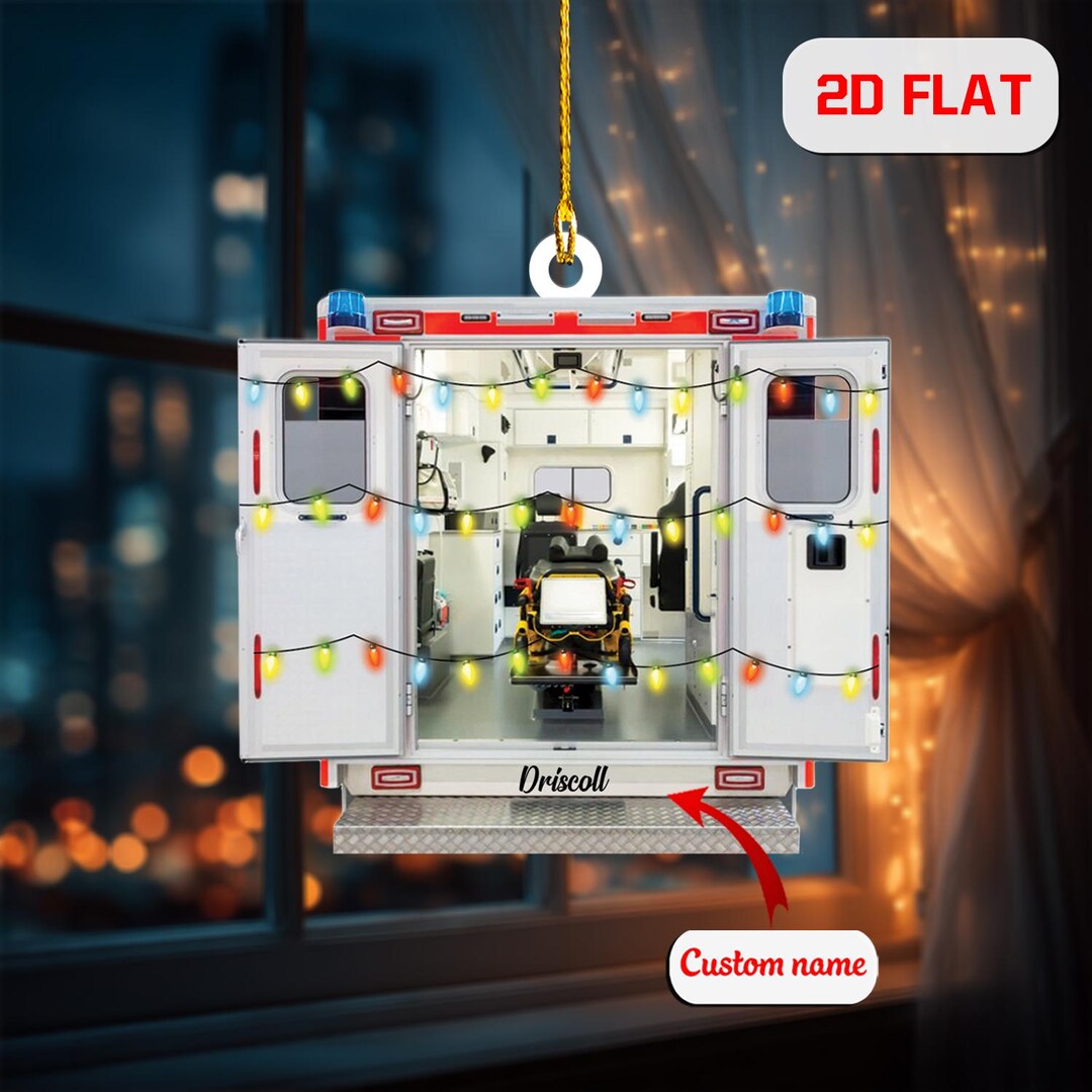 Custom Ambulance Ornament With Name, EMT Paramedic Christmas Decor ...