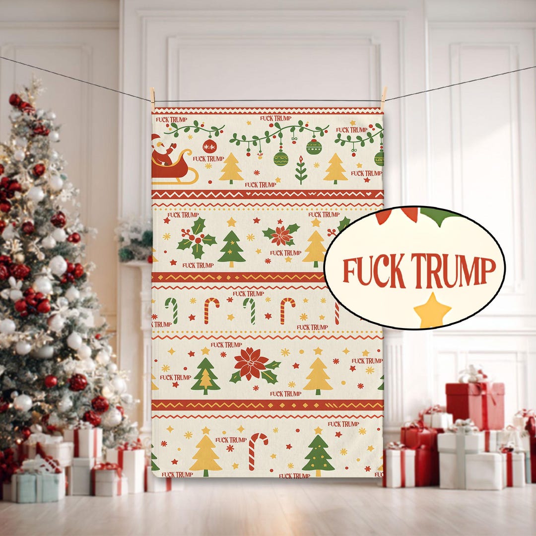 Funny F*ck Trump Christmas Hand Towel, Holiday Kitchen Decor - Etsy