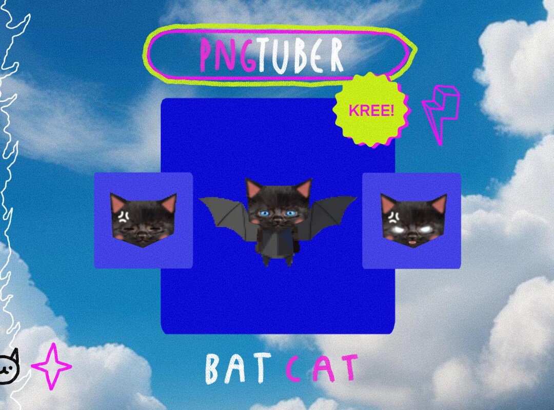 Pngtuber BAT CAT | Cute Pngtuber Model, Bat Pngtuber, Veadotube Model ...