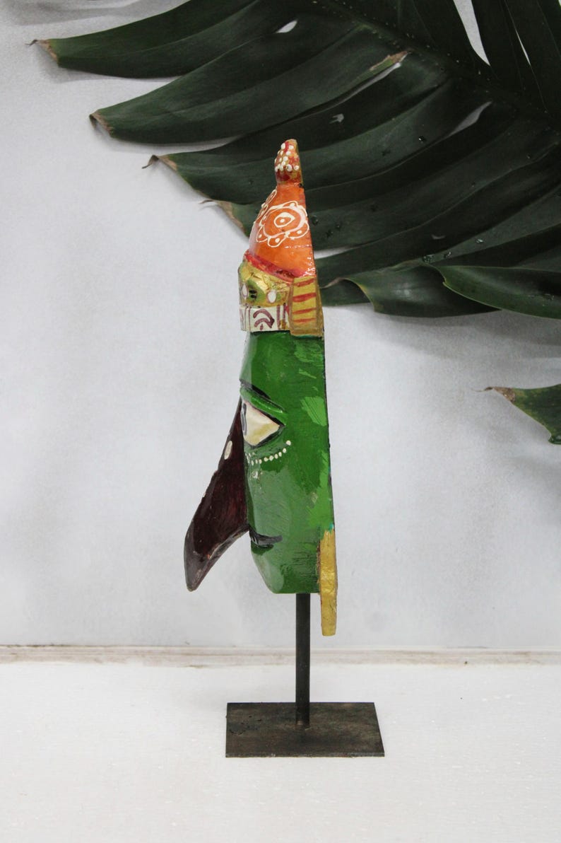 Garuda Face Mask | Wooden Vintage Garuda Figure on Stand | Home & Table ...