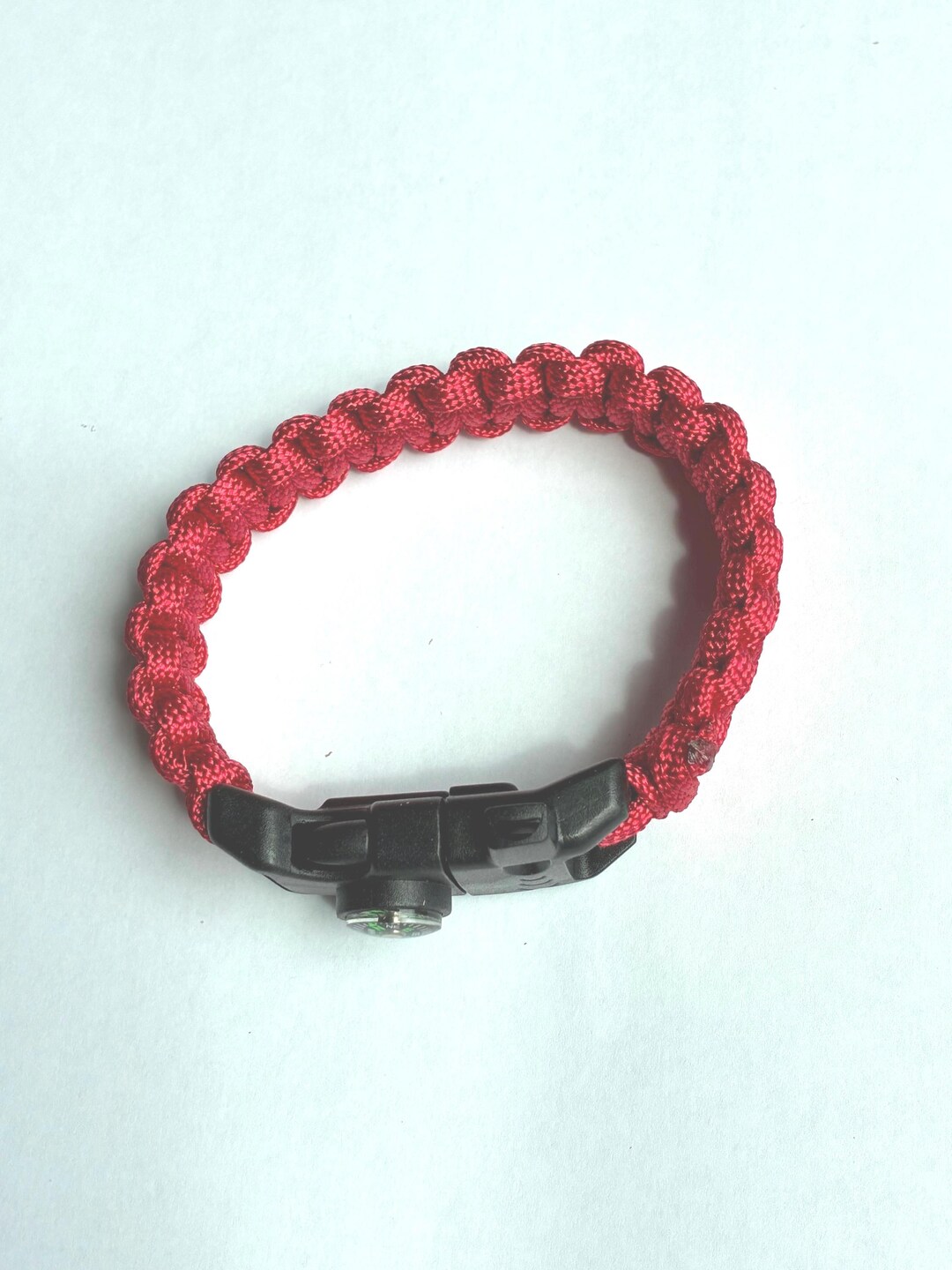 Red Paracord Bracelet With Compass, Whistle, Fire Starter and Flint ...