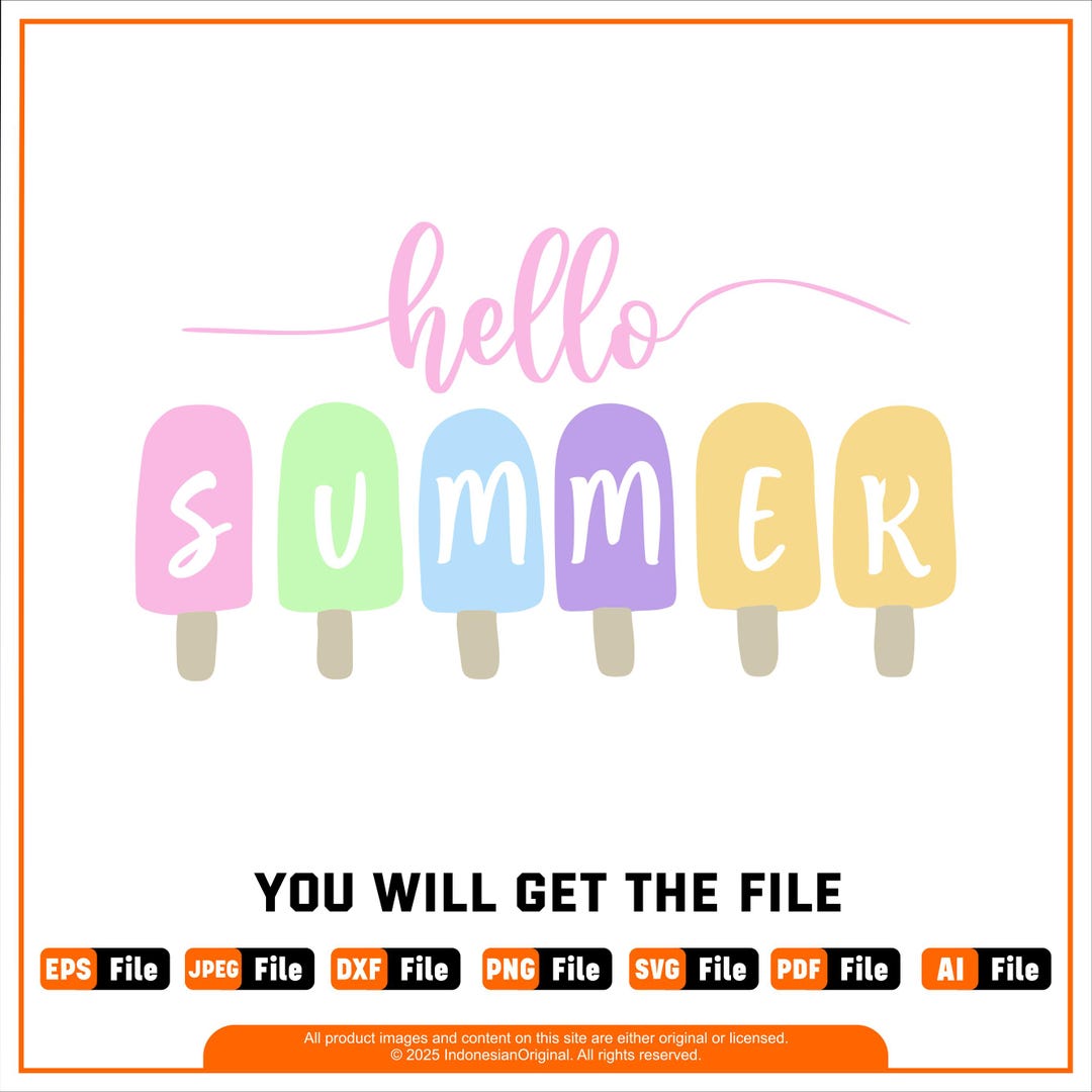 Hello Summer Popsicle SVG, Beach Sign Cut File, Summer Clipart for ...