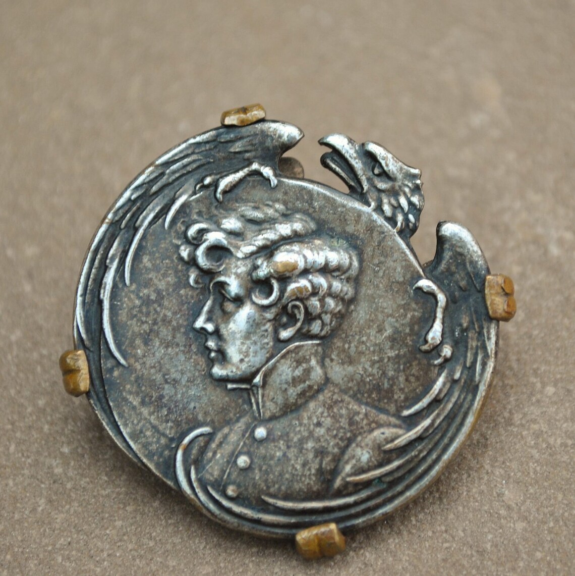 Antique Napoleon II Medallion - Brooch - Silvered Bronze - Badge - the ...