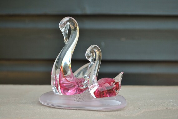 Pretty Swan Glass Figurine by Gibraltar Crystal Ornament - Etsy UK