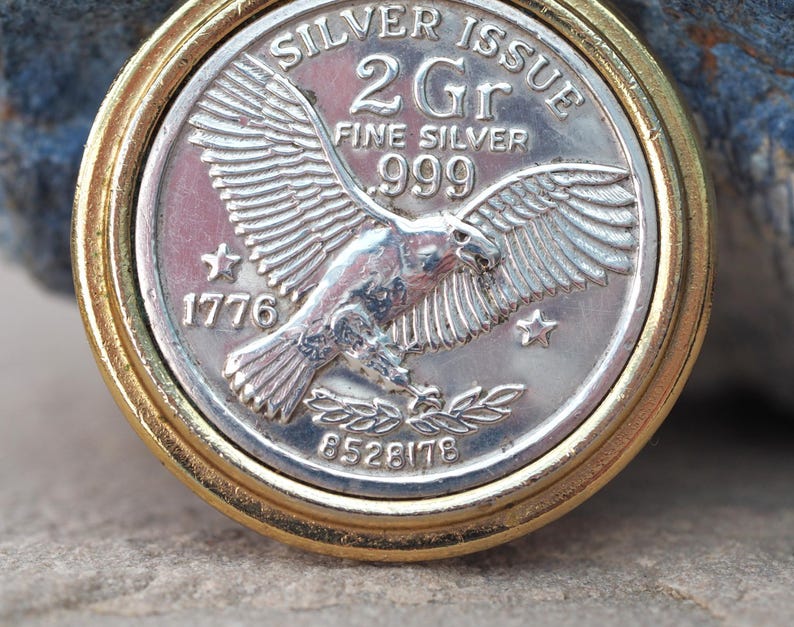 1776 Silver Issue 2 Gr .999 Vintage Silver With Gold Tone Surround ...