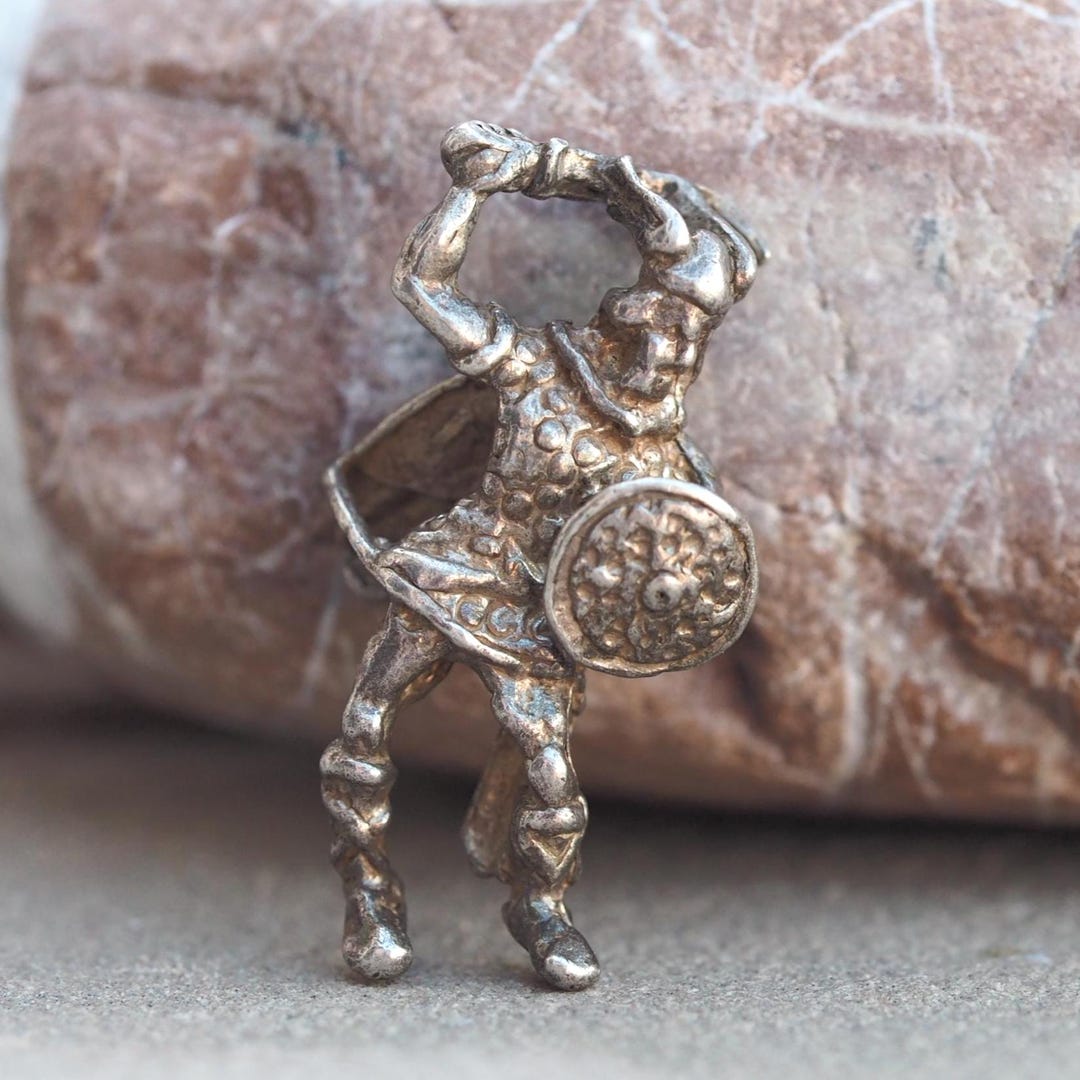 Viking Warrior Vintage Silver Charm or Pendant - Etsy
