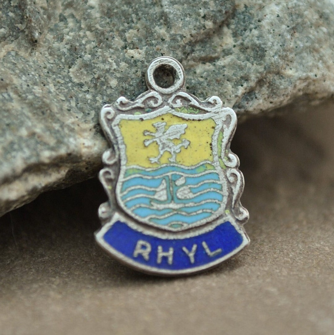 Rhyl Wales Silver and Enamel Charm Shield Crest Emblem - Etsy
