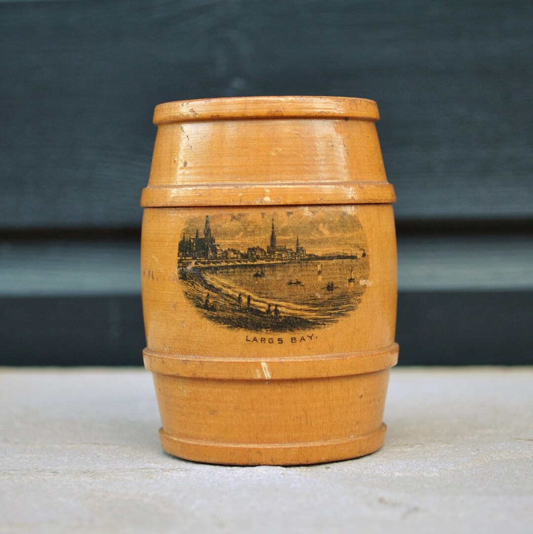 Antique Mauchline Ware Wooden Money Box Largs Bay Scotland Souvenir - Etsy