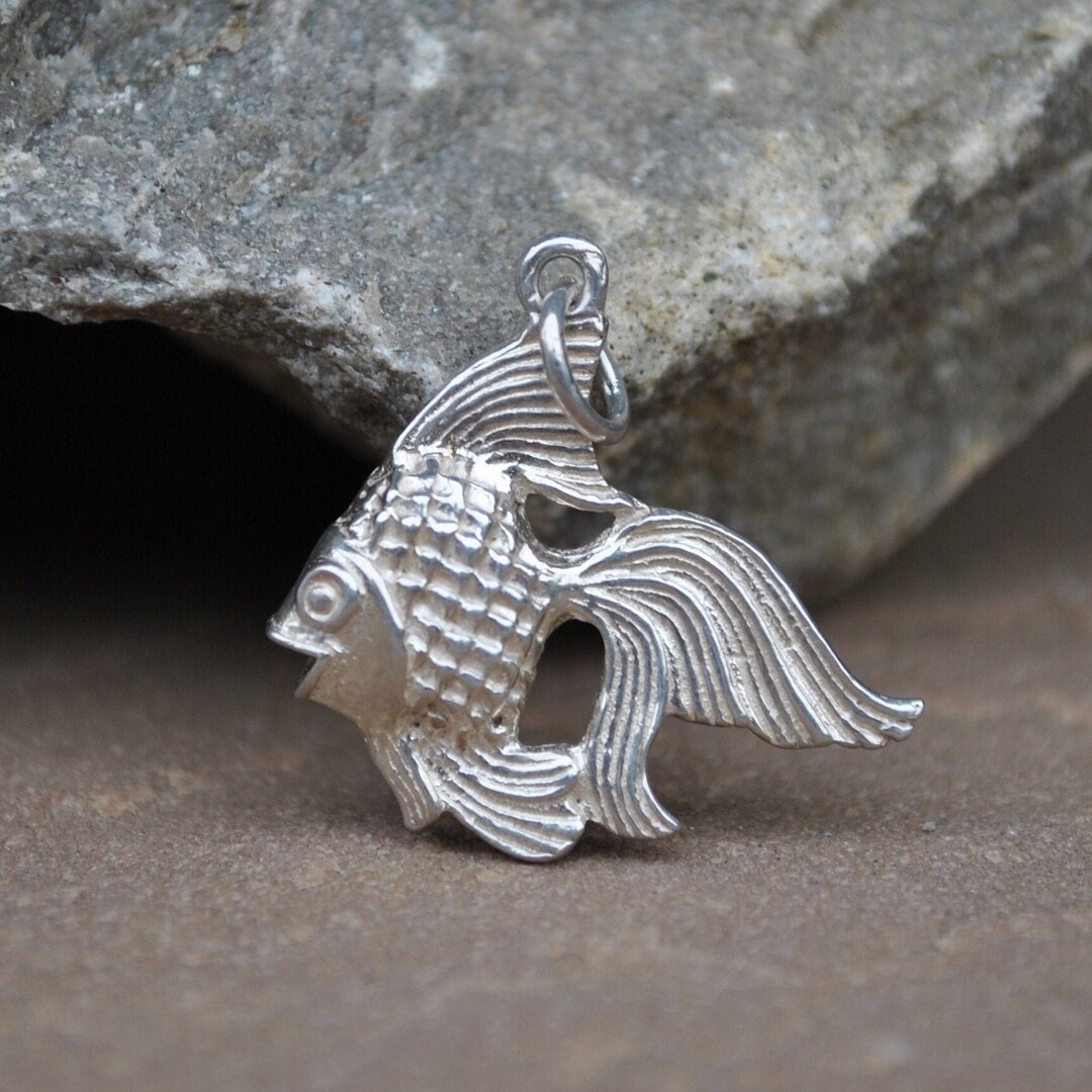 Fantail Fish Vintage Silver Pendant or Charm - Ocean - Goldfish ...