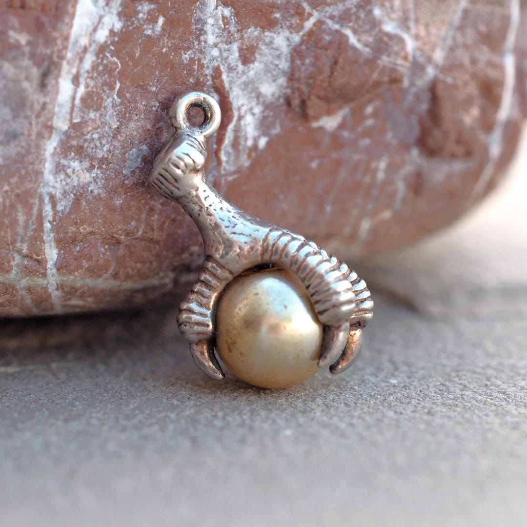 Dragon Claw Holding Ball Vintage Silver Charm or Pendant - Mythical - Etsy