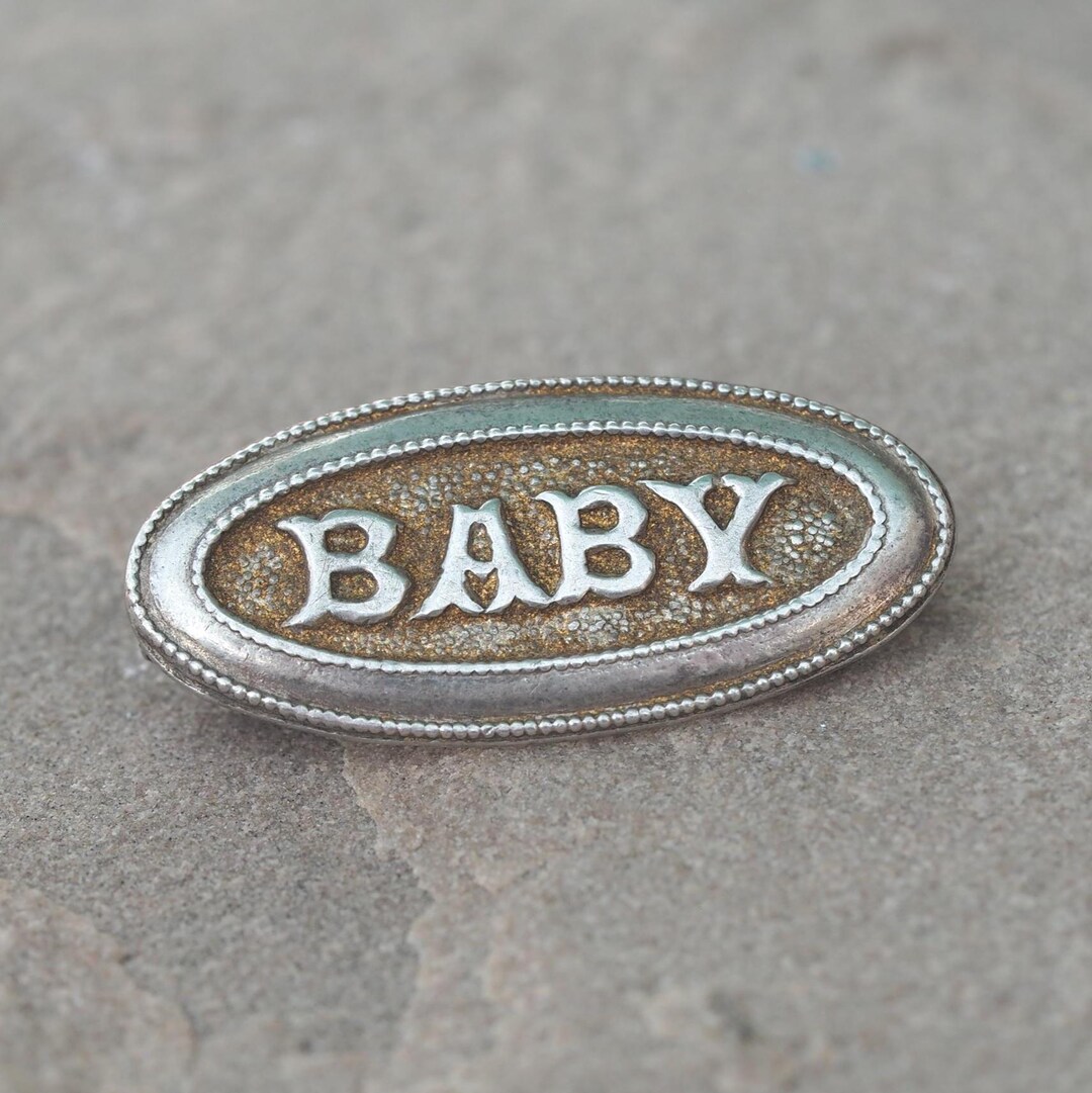 Baby, Oval Vintage Silver Brooch - Etsy