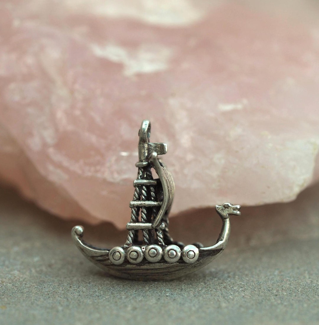 Viking Ship Norway Vintage Silver Charm Pendant - Etsy