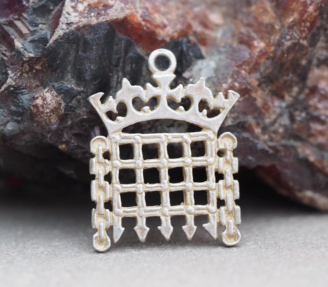 Crowned Portcullis House of Commons Logo Vintage Silver Charm or ...