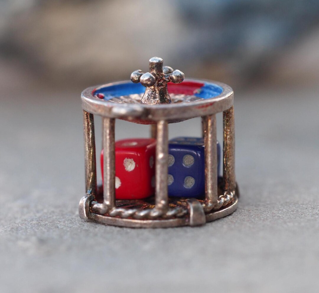 Roulette Wheel With Dice Vintage Silver & Enamel Charm or Pendant - Etsy