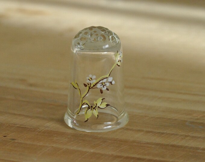 Vintage Clear Glass Thimble Decorated With Flowers - Etsy