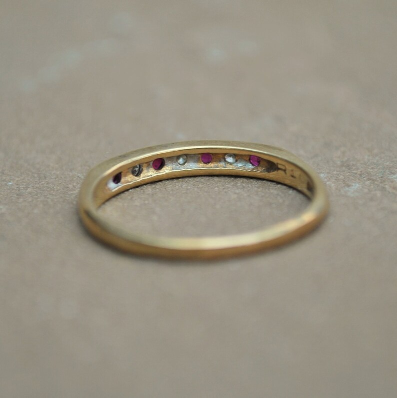 9ct Gold Diamond & Ruby Half Vintage Eternity Ring Elegant - Etsy