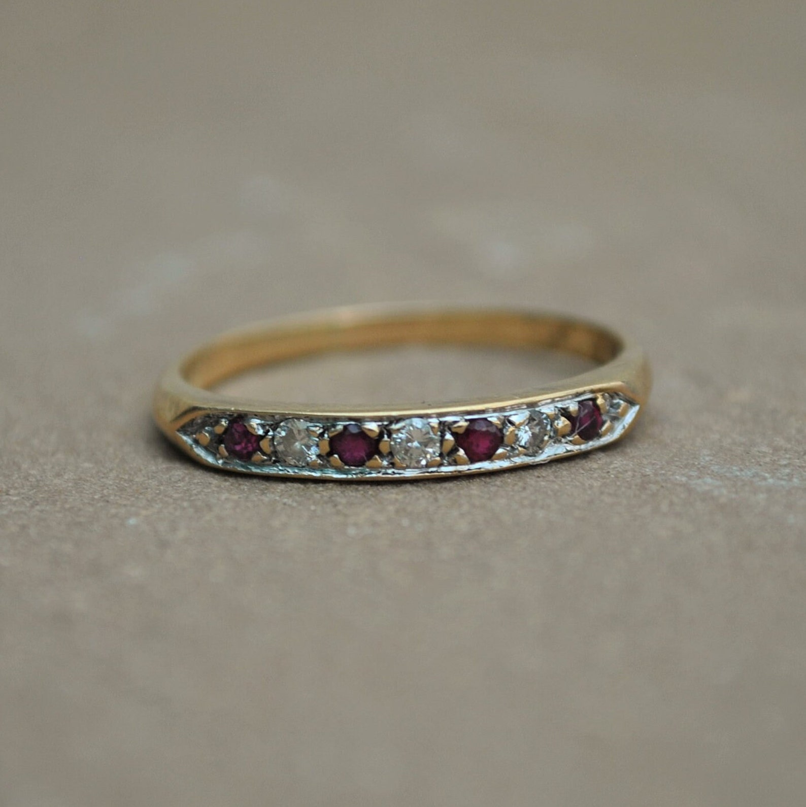 9ct Gold Diamond & Ruby Half Vintage Eternity Ring Elegant - Etsy