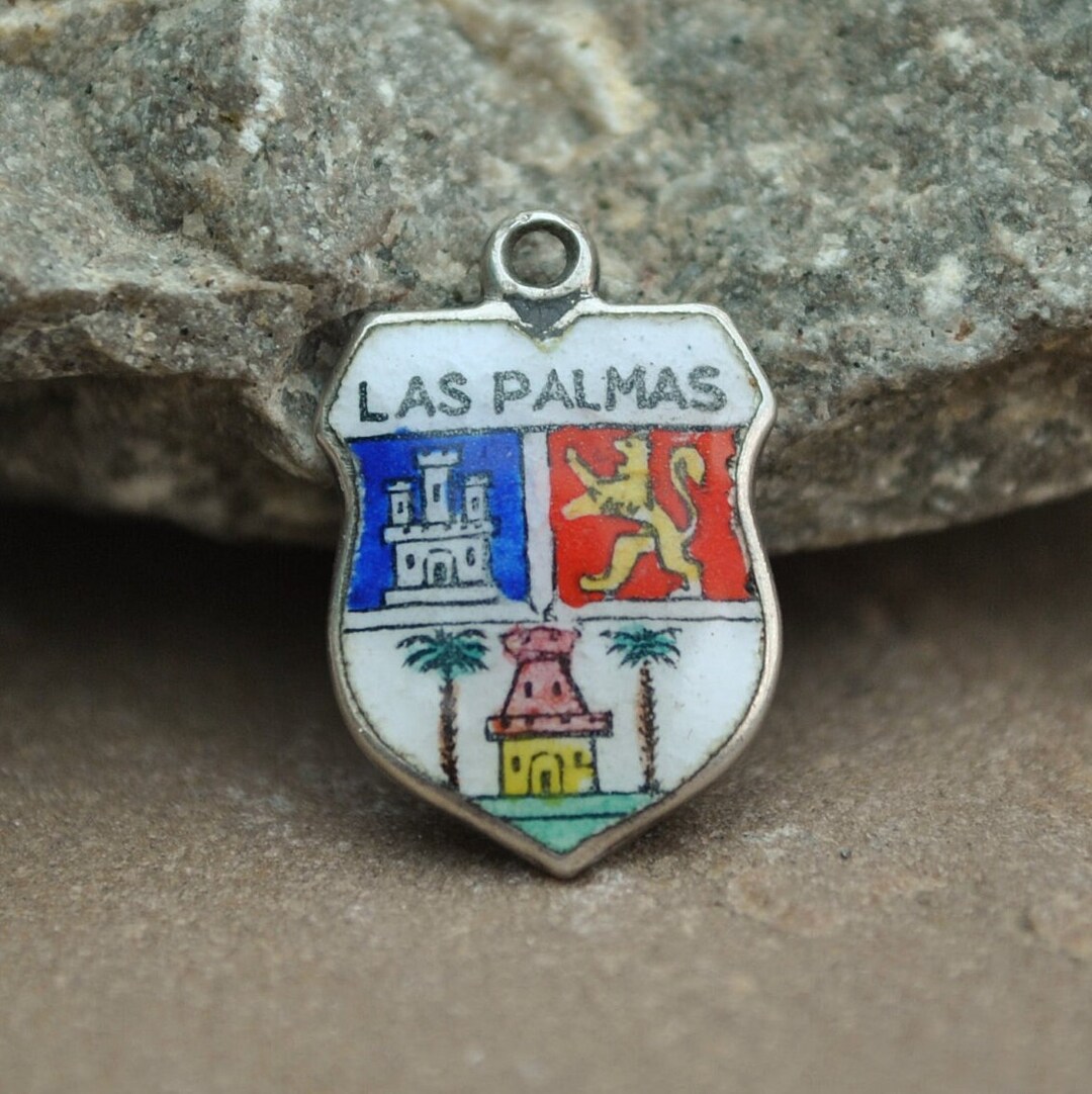 Las Palmas Gran Canaria Vintage Silver and Porcelain Charm Shield Crest ...