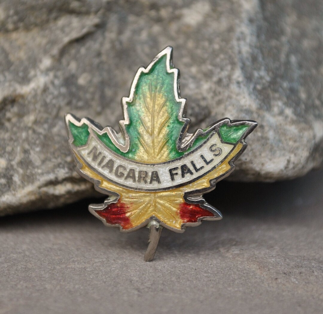 Niagara Falls Vintage Silver Souvenir Brooch - Canadian Maple Leaf BM ...