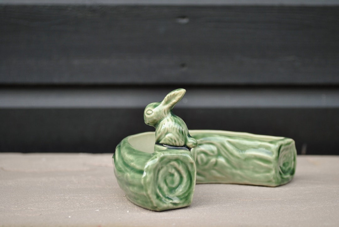 Wade Vintage Rabbit on Tree Log Posy Vase Home Décor Trough - Etsy