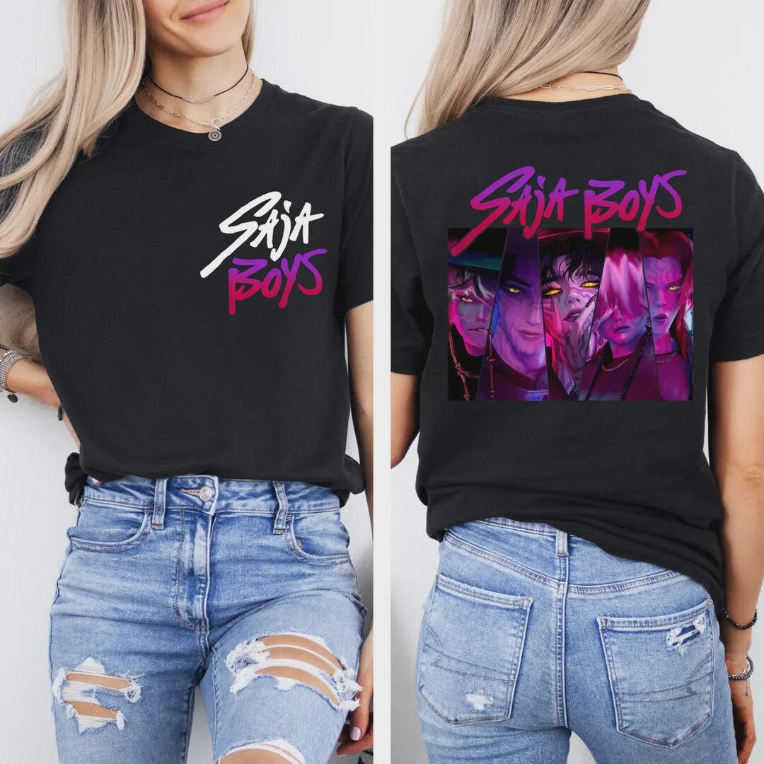 Saja Boys Kpop Demon Hunters 2 Sided Shirt, Anime Manga Style Tee ...