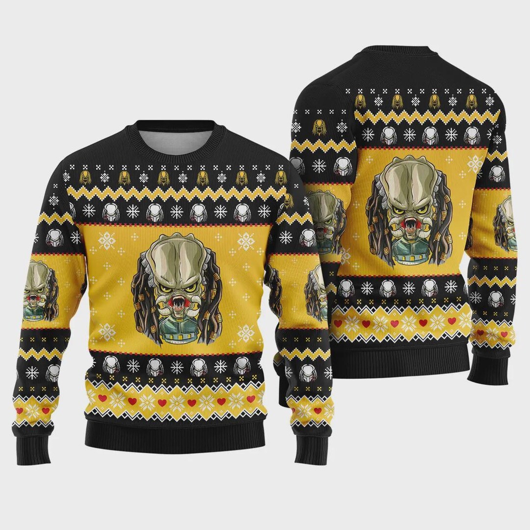 Predator Christmas Ugly Sweater, Ugly Predator Movie Sweater, Funny ...