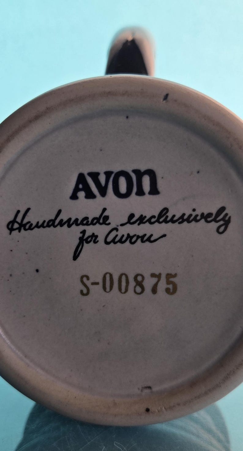 1970s Avon Mountain Goat Stein • Tom Daniel Wildlife Design • Blue & White Ceramic Beer Mug With ...