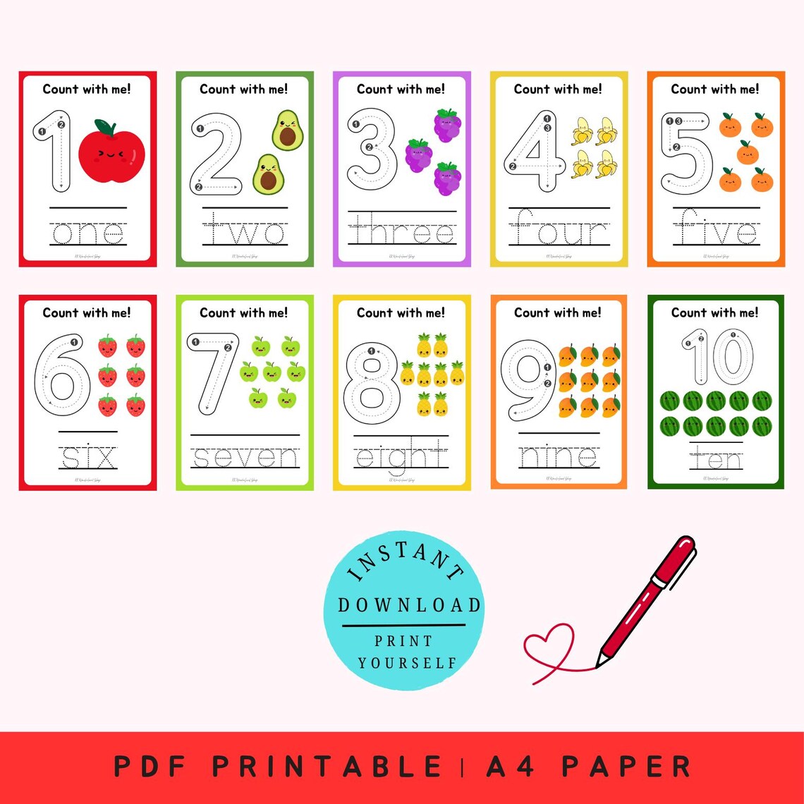 Printable Illustrative - Number Worksheets - Printable - Kindergarten ...