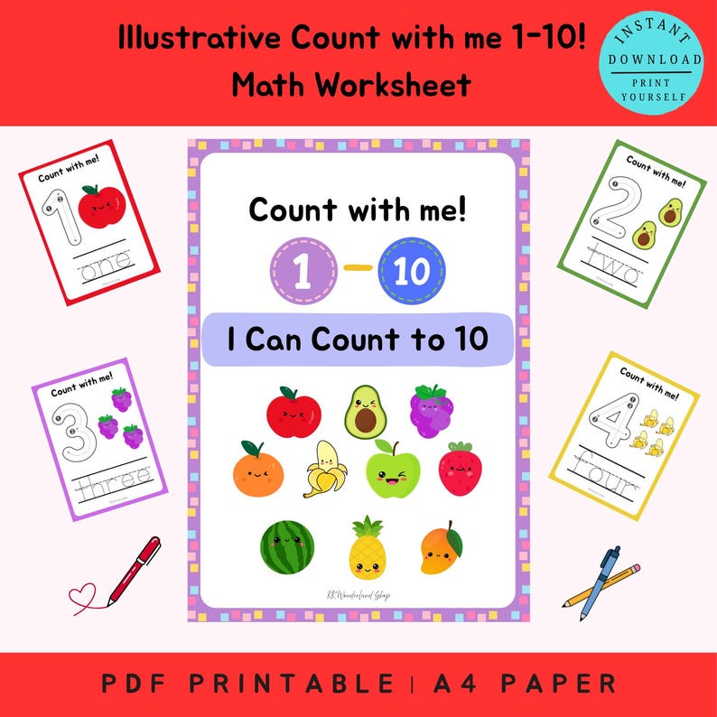 Printable Illustrative - Number Worksheets - Printable - Kindergarten ...