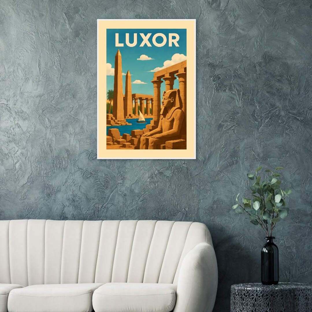 Luxor Egypt Vintage Travel Poster (framed) – Ancient Temples & Nile ...