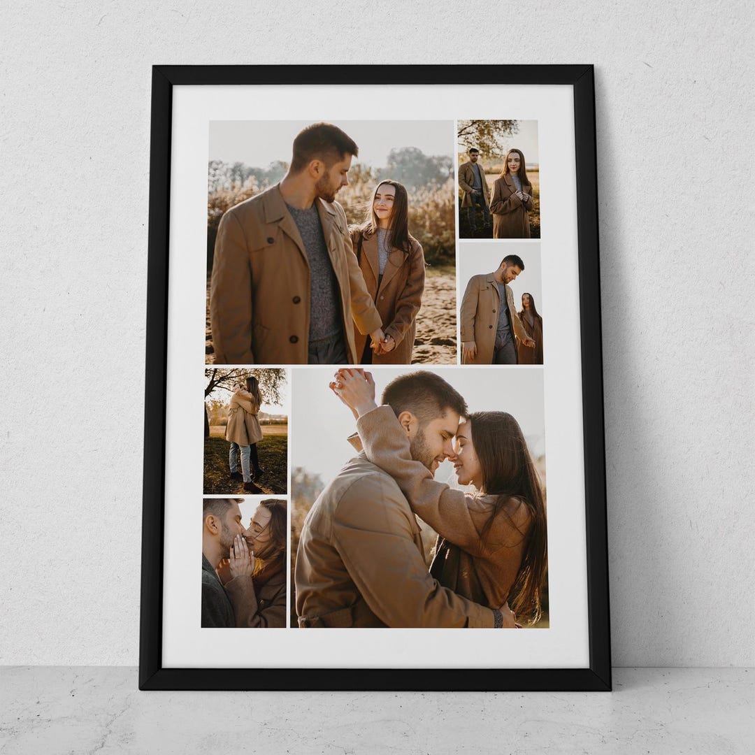 Custom Couple Photo Collage | Romantic Digital Portrait | Personalized ...