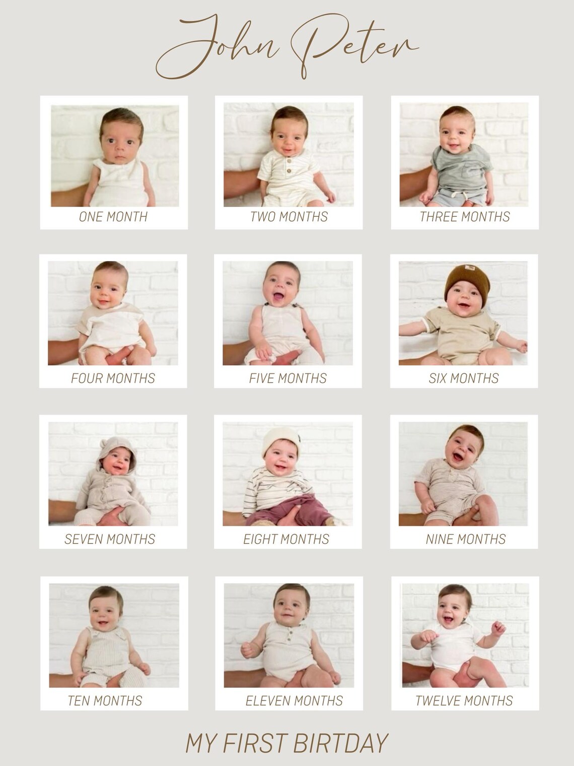 Editable Baby Photo Collage • My First Year Printable Template • 12 ...