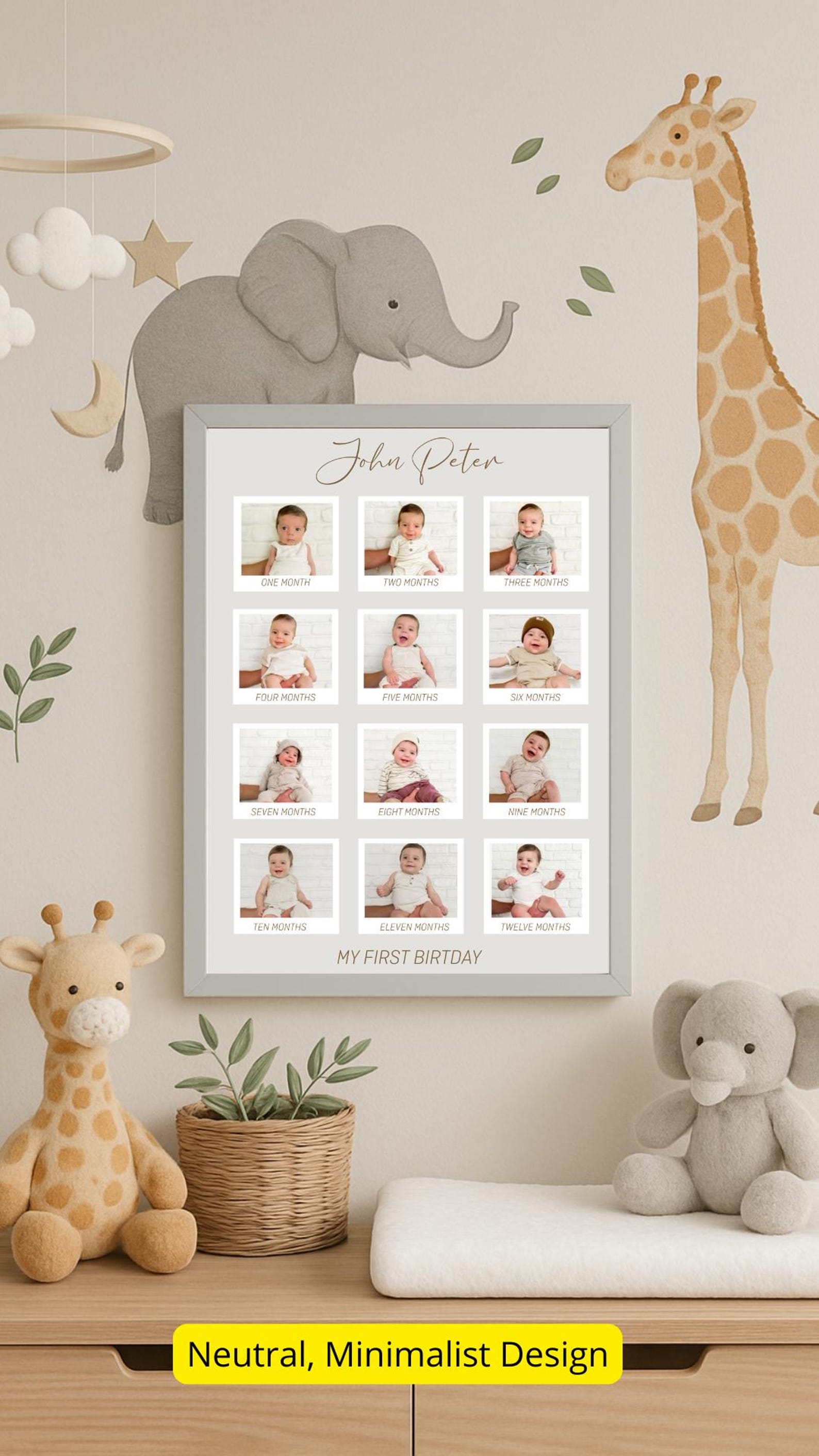 Editable Baby Photo Collage • My First Year Printable Template • 12 ...
