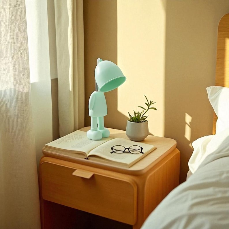 Whimsical Character Lamp – Adorable LED Table Light in White, Pink ...