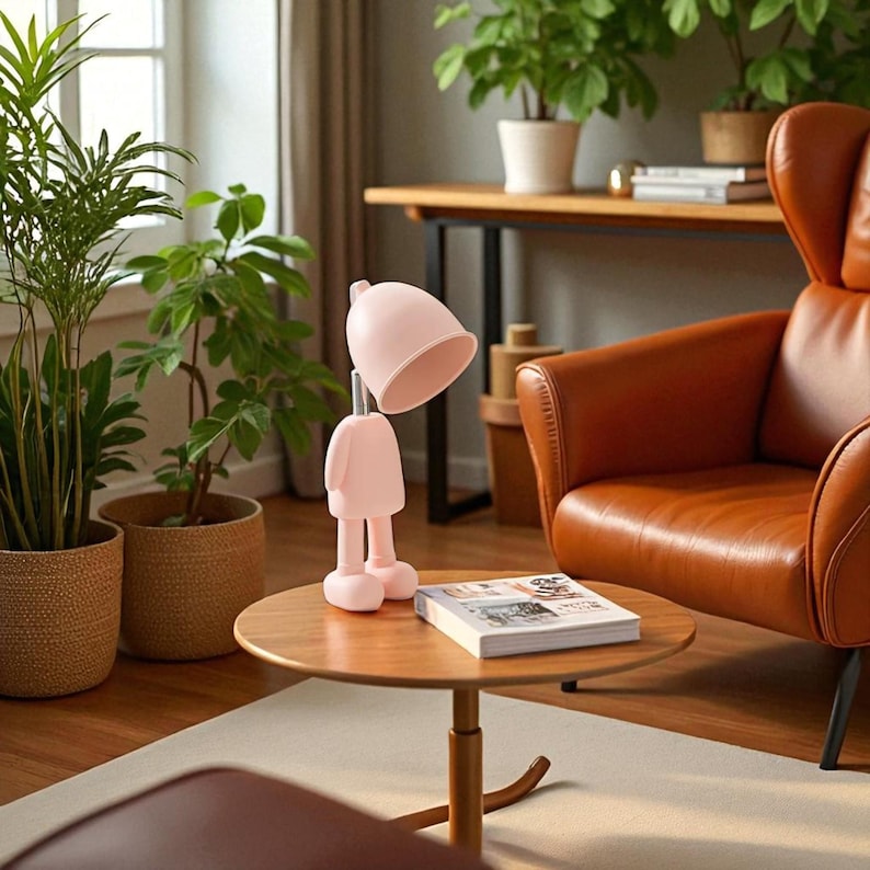 Whimsical Character Lamp – Adorable LED Table Light in White, Pink ...
