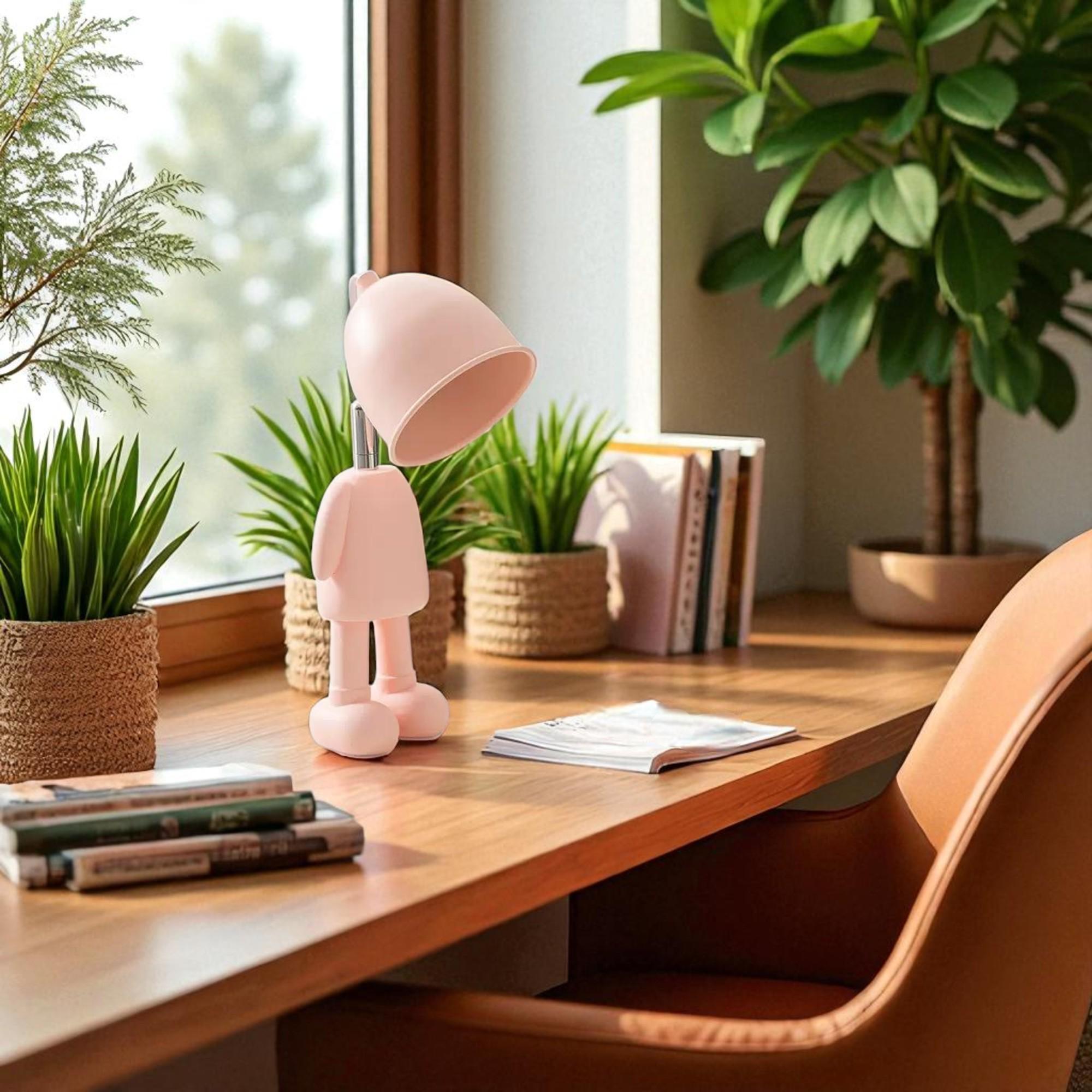 Whimsical Character Lamp – Adorable LED Table Light in White, Pink ...