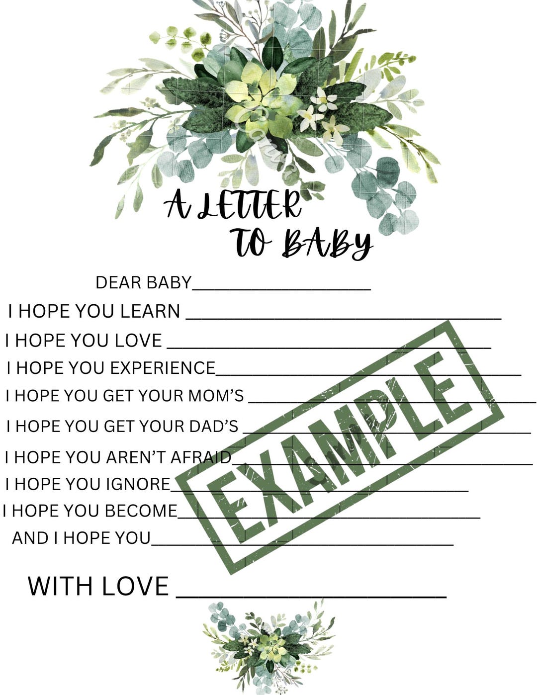 A Letter to Baby - Printable PNG - Etsy