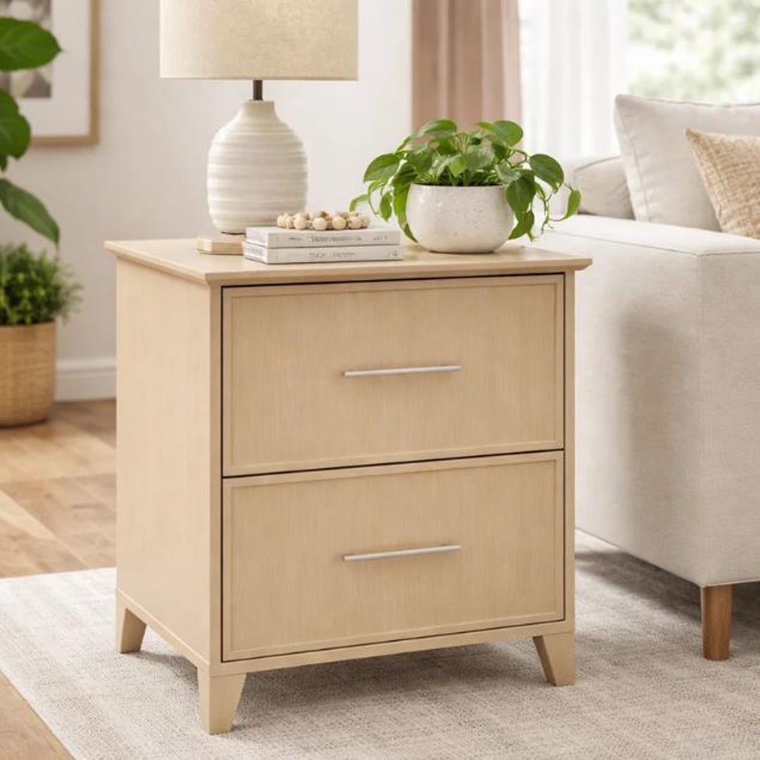 Spring Oak Wood File Cabinet, 2-drawer Locking Vertical Filing Cabinet ...