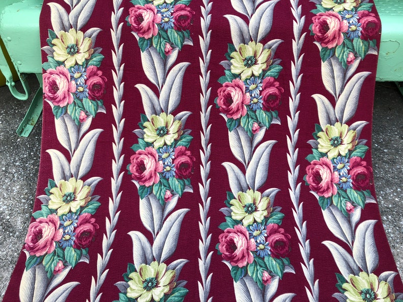 Raspberry Glen Court Barkcloth Vintage Fabric Drape Curtain - Etsy