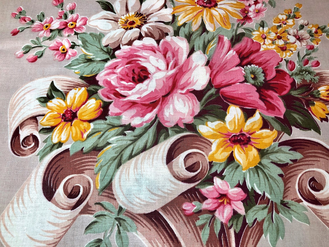 Rococo Victoriana Chic Barkcloth Era Vintage Fabric Cotton - Etsy
