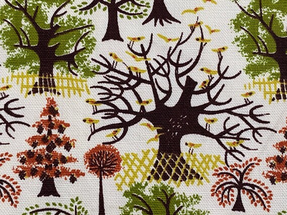 3YDS Stylized Little Atomic Trees Vintage Fabric Yardage MOD | Etsy