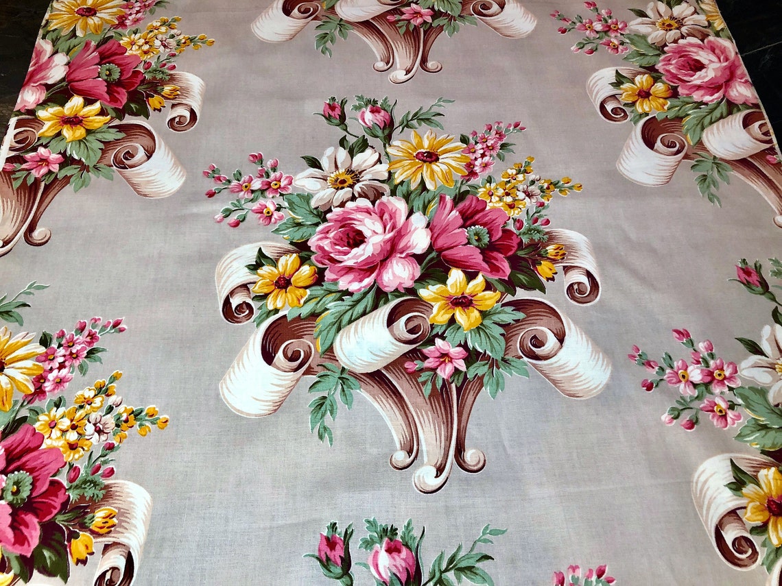 Rococo Victoriana Chic Barkcloth Era Vintage Fabric Cotton - Etsy
