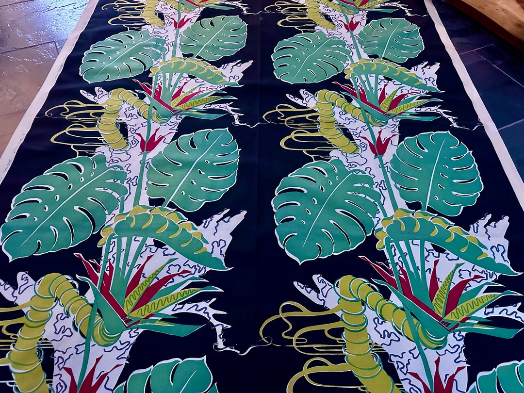 1940's George Farkas by Spectrum Monstera Leaves & Birds of Paradise ...