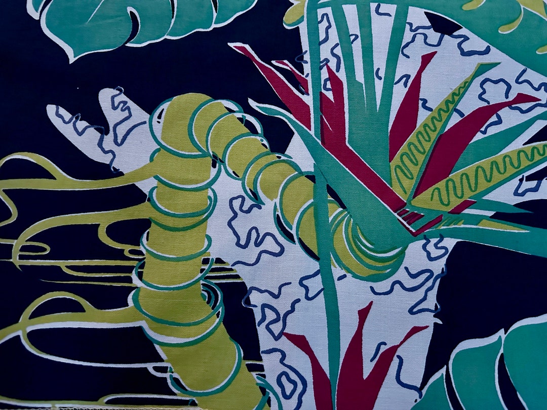 1940's George Farkas by Spectrum Monstera Leaves & Birds of Paradise ...