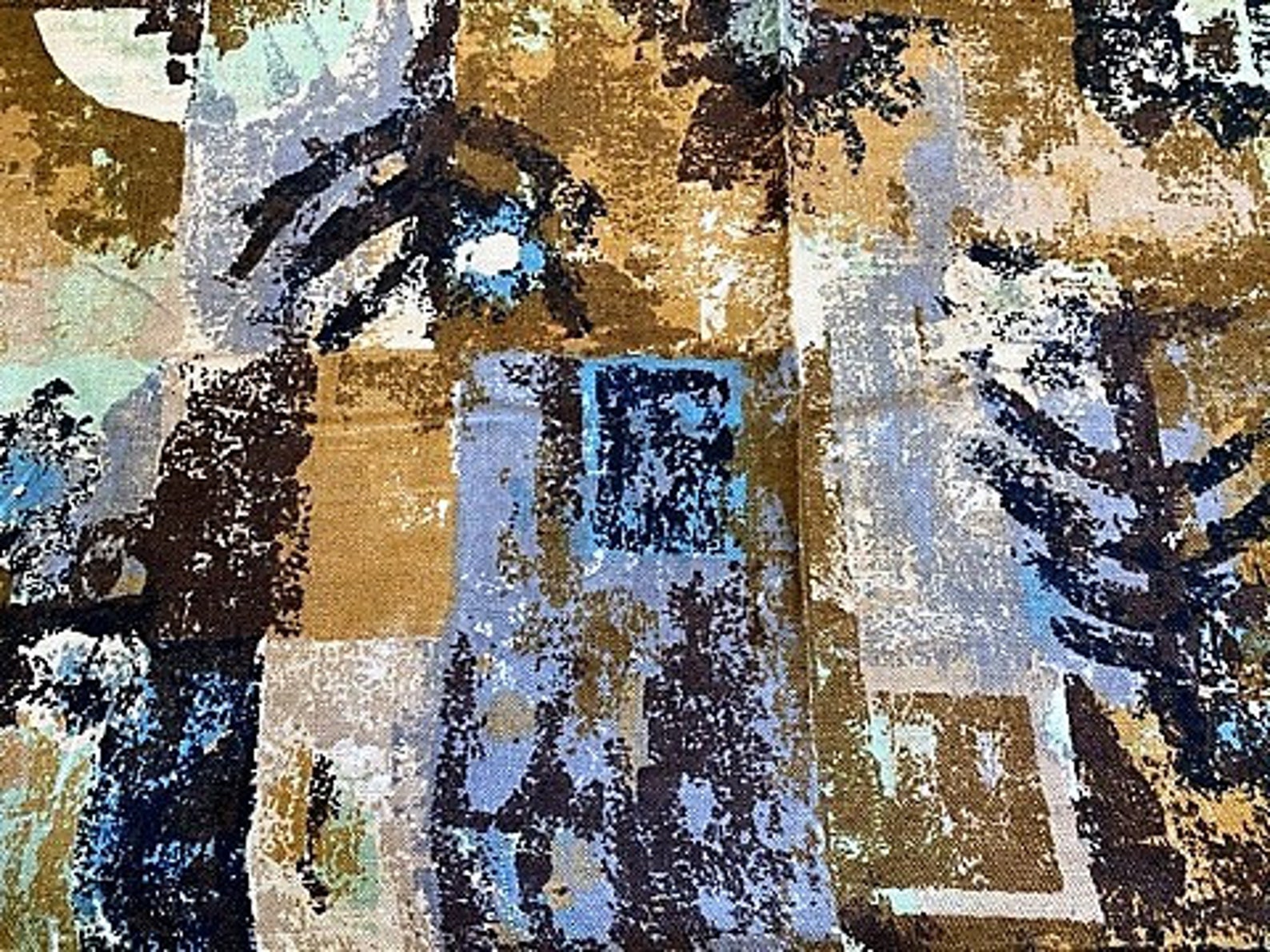 Abstract Brady Bunch 70's Mid Century Modernism Vintage Fabric Linen ...