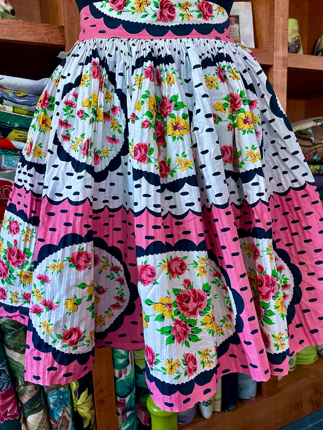 50's Boho Fashion Fabulous W/ TAGS Vintage Apron Fabric Kitchen Linen ...