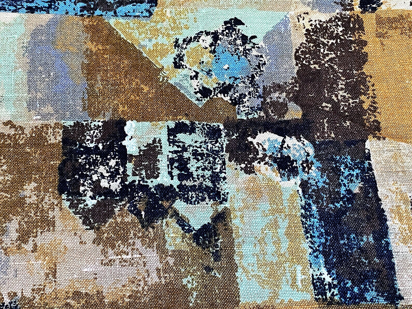 Abstract Brady Bunch 70's Mid Century Modernism Vintage Fabric Linen ...