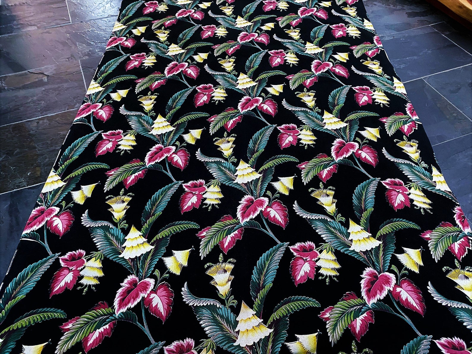 30's Deco Black BARKCLOTH Pride of South Beach Miami Barkcloth Vintage ...