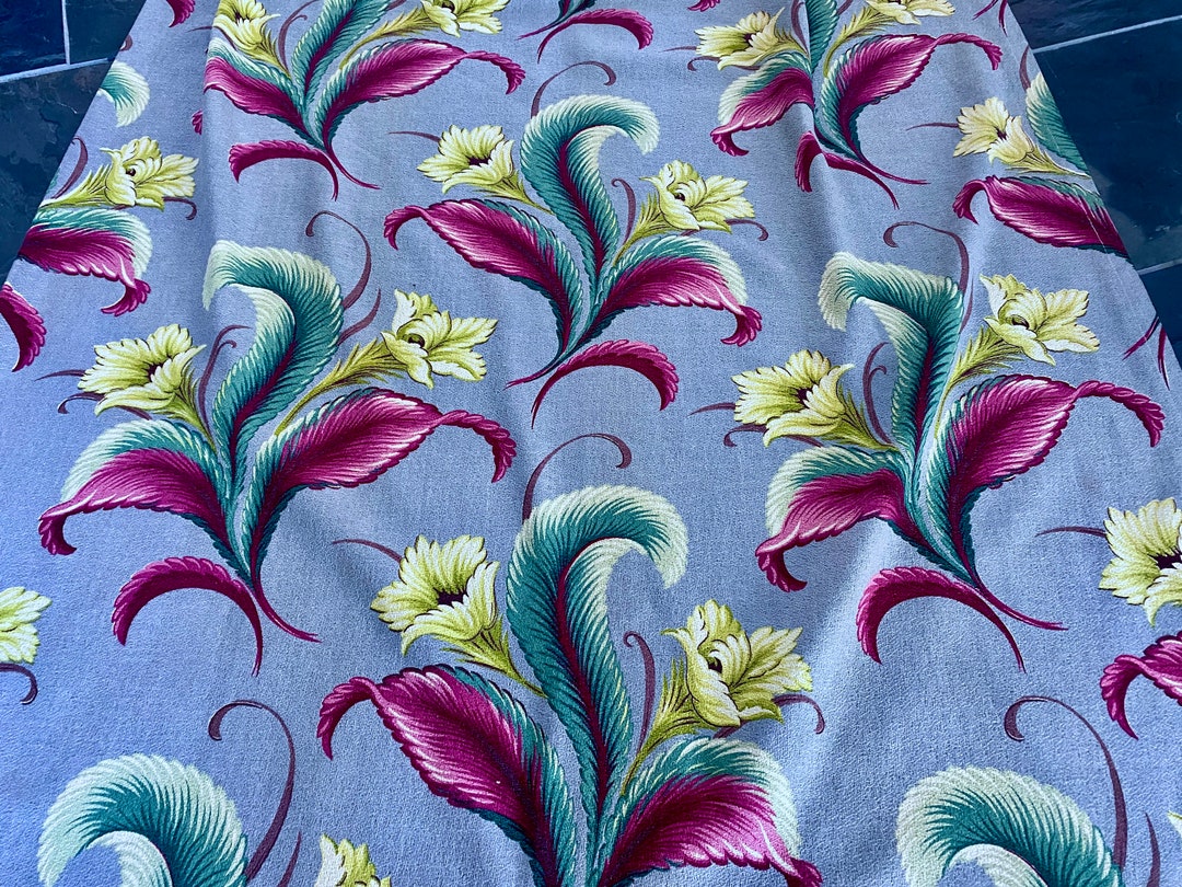 Swank Art Deco Jewel of South Beach Miami Barkcloth Vintage Fabric ...